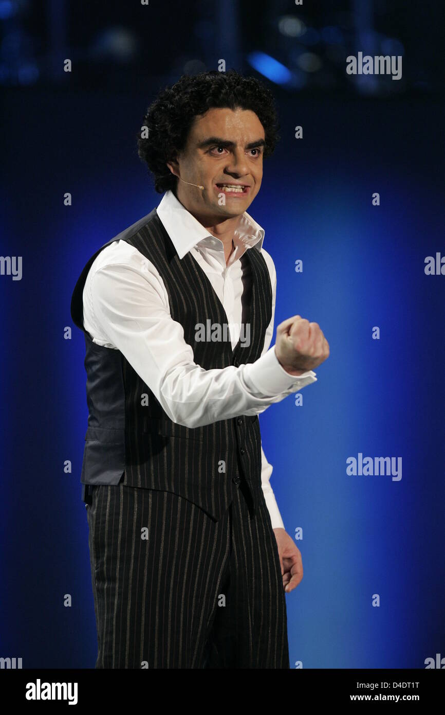 Star tenor Rolando Villazon is pictured on stage during the tv show ...