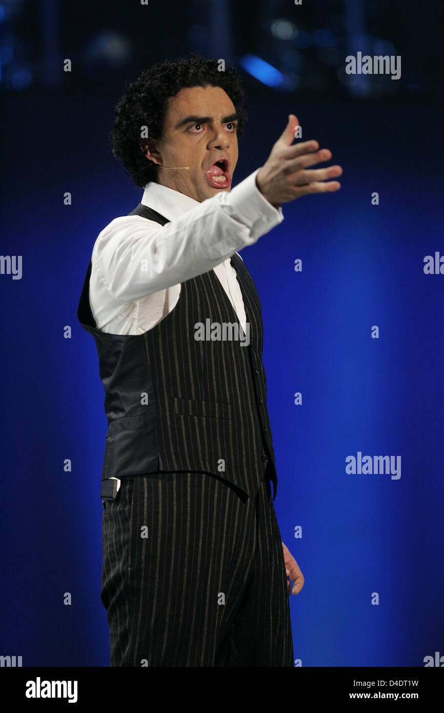 Star tenor Rolando Villazon is pictured on stage during the tv show ...