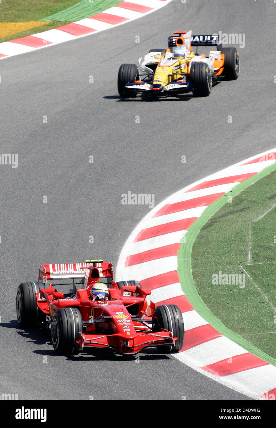 Brazilian F1 driver Felipe Massa of Ferrari steers his car ahead of ...