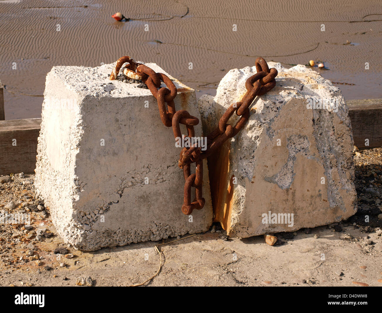 concrete blocks for securing mooring lines to harbour floor Stock Photo ... concrete blocks for securing mooring lines to harbour floor Stock Photo ...