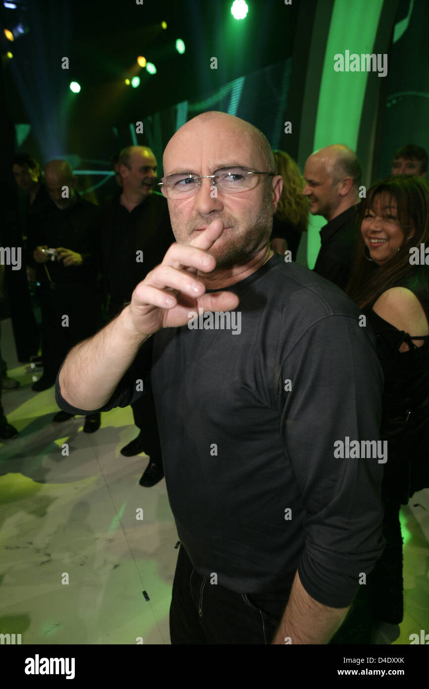 British musician Phil Collins poses for photographers after the finale ...