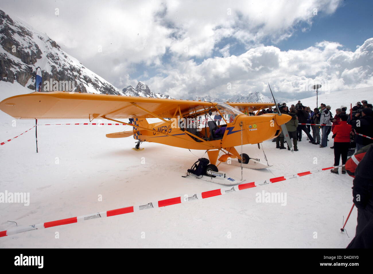 Pilot Tom Huber is landed with his light weight airplane Typ Savage ...
