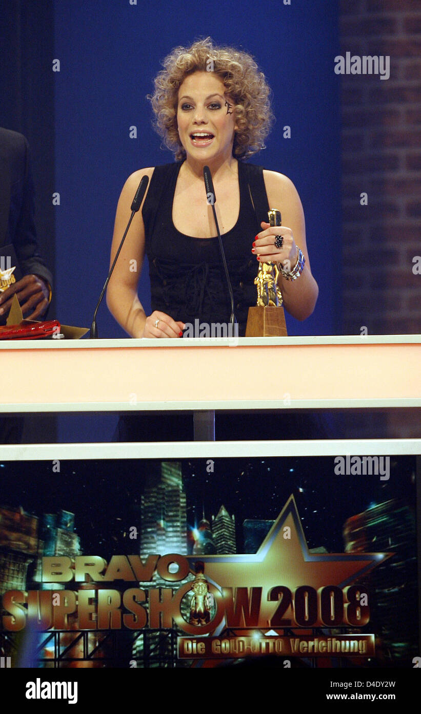 German singer LaFee gives a speech after receiving a 'Golden Otto ...