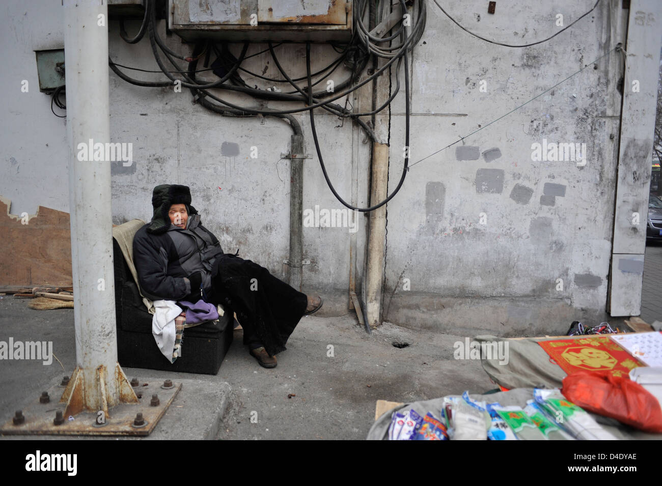homeless relaxing out in the street Stock Photo - Alamy