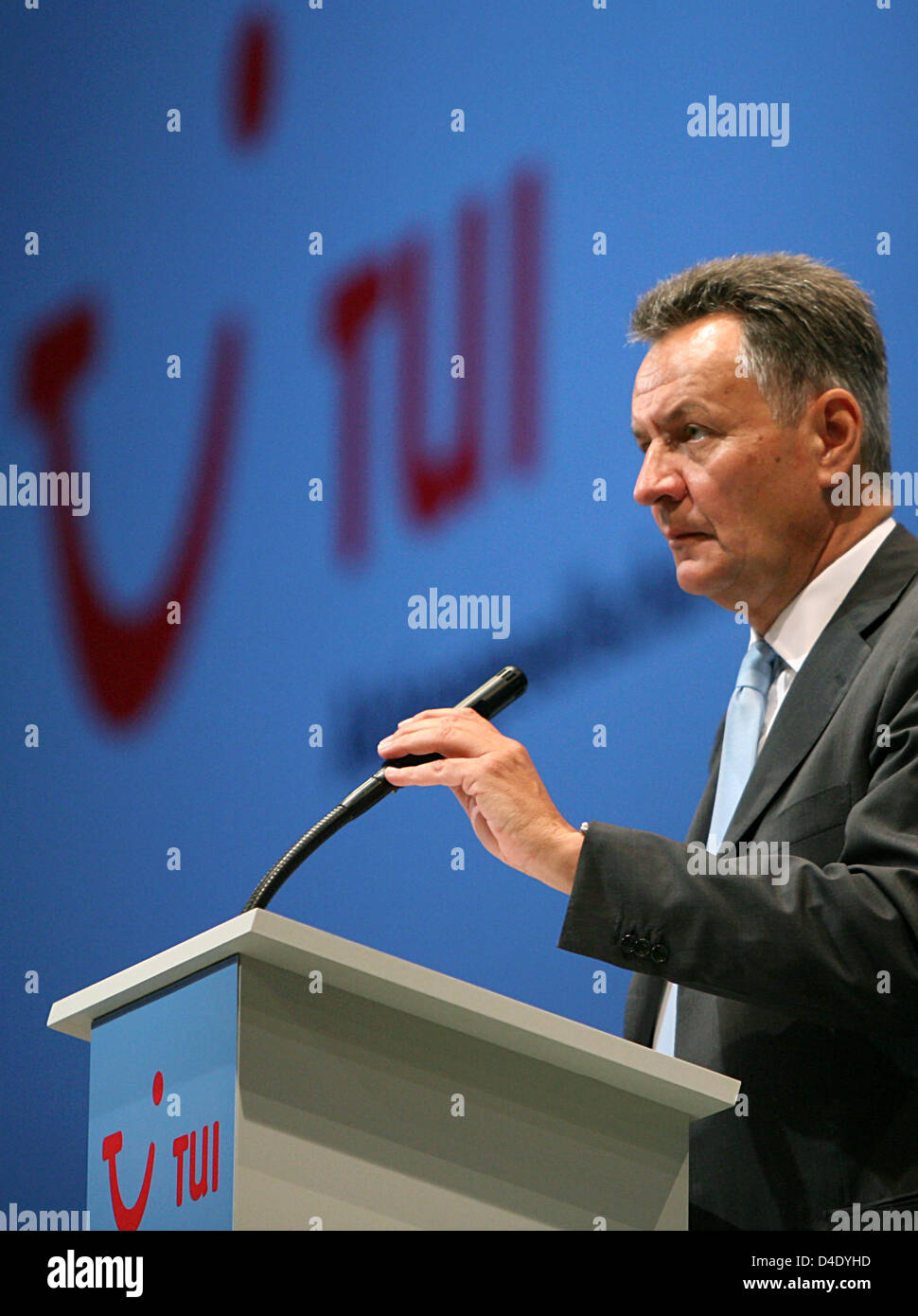 CEO of tourism and logistics company TUI, Michael Frenzel, speaks at ...