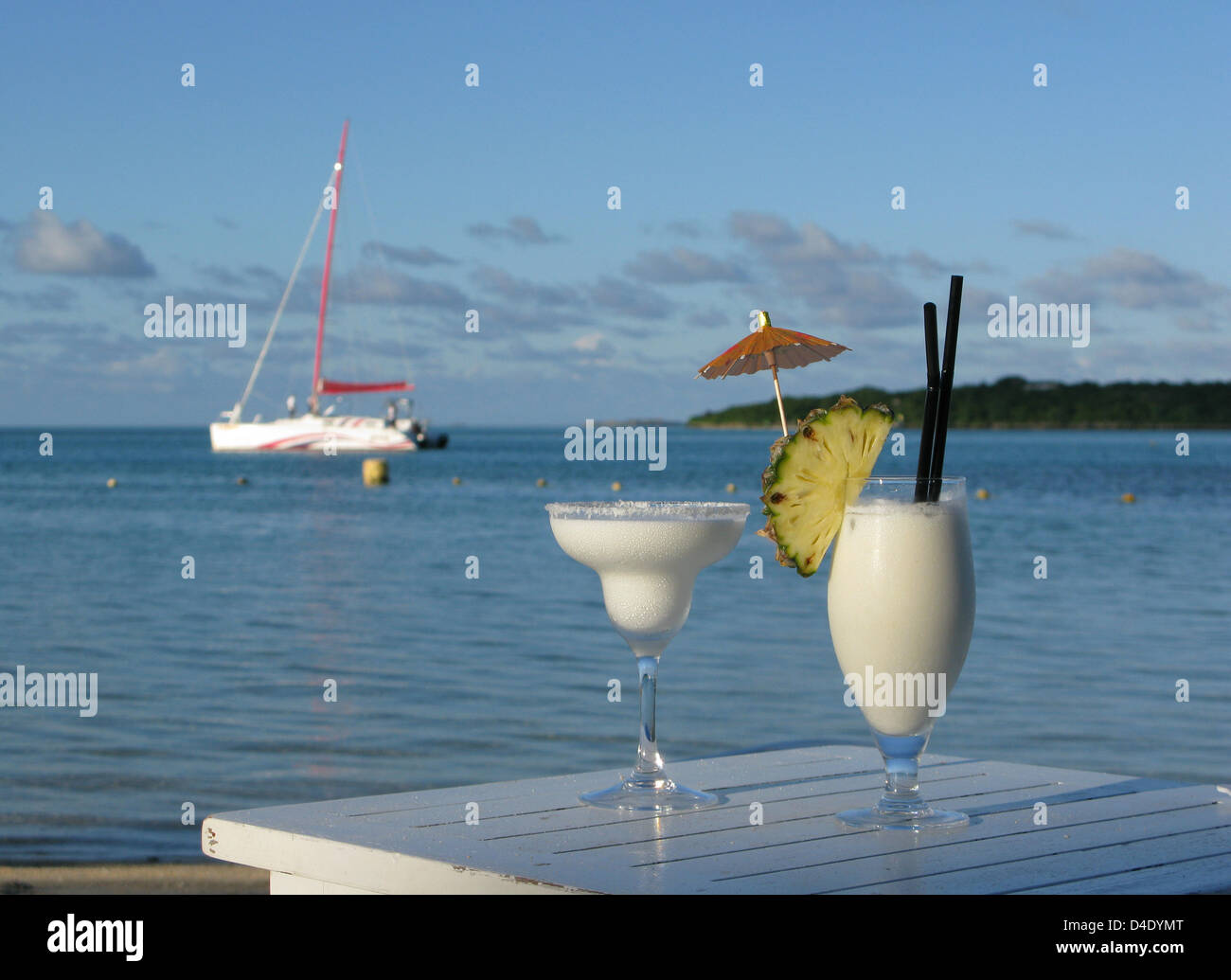 The picture shows two cocktails served at a beach in Mauritius, 18 ...
