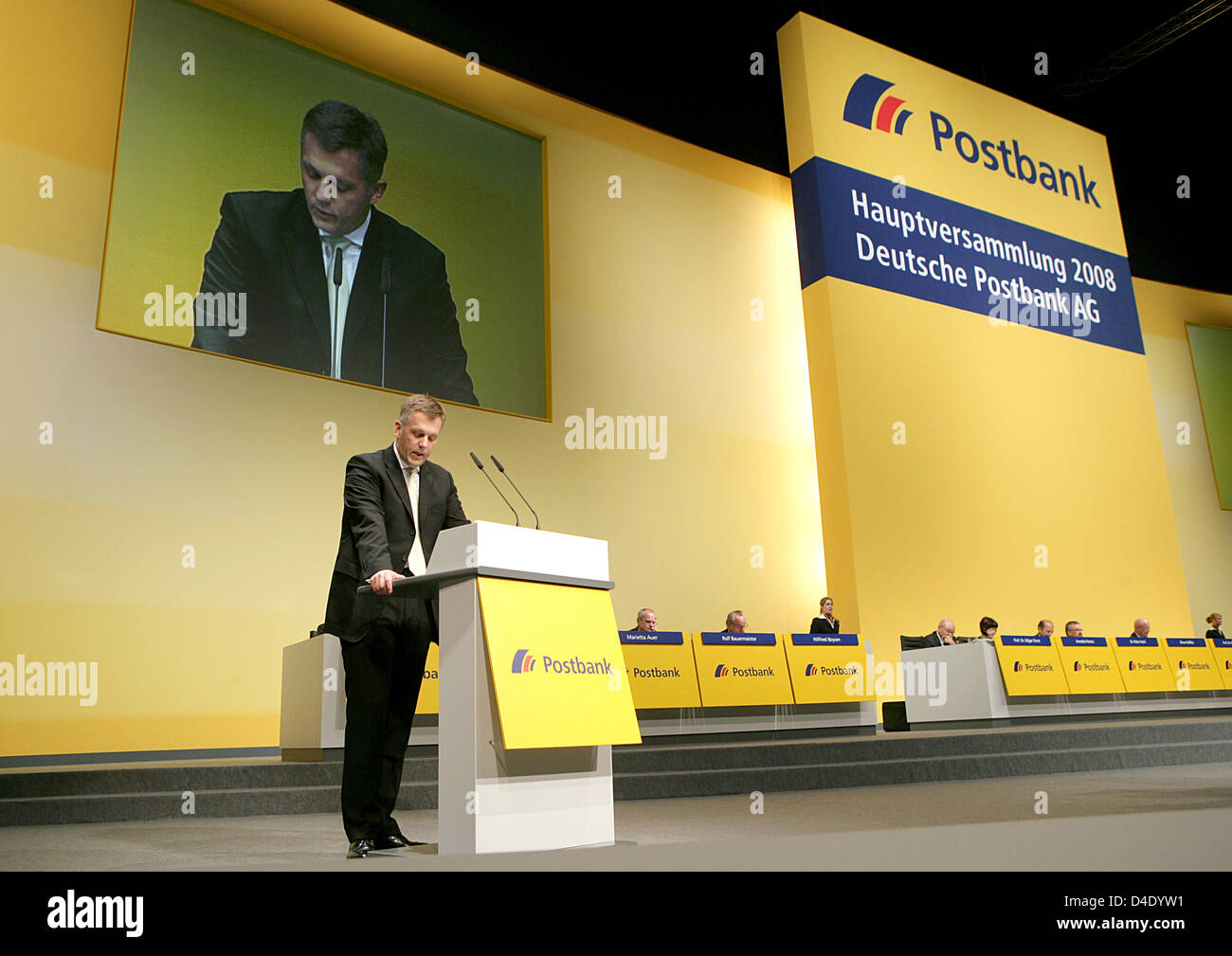 CEO of Deutsche Postbank, Wolfgang Klein, delivers a speech during the ...