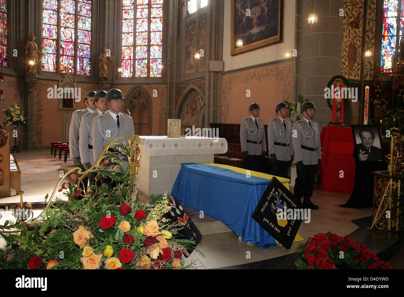 The coffin of deceased resistance fighter Philipp Baron of Boeselager ...