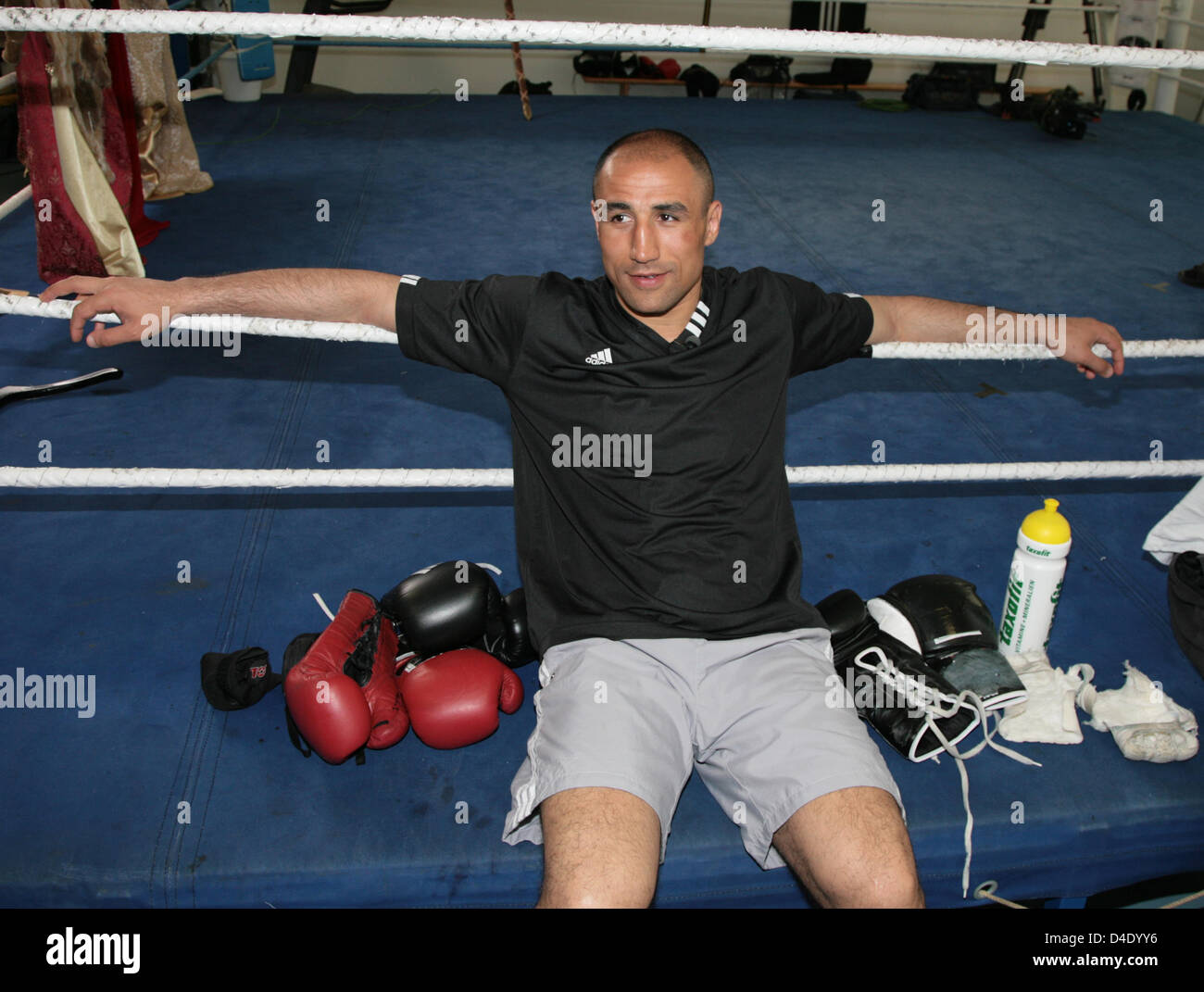 IBF Middle Weight Champion Arthur Abraham poses with his boxing gloves ...