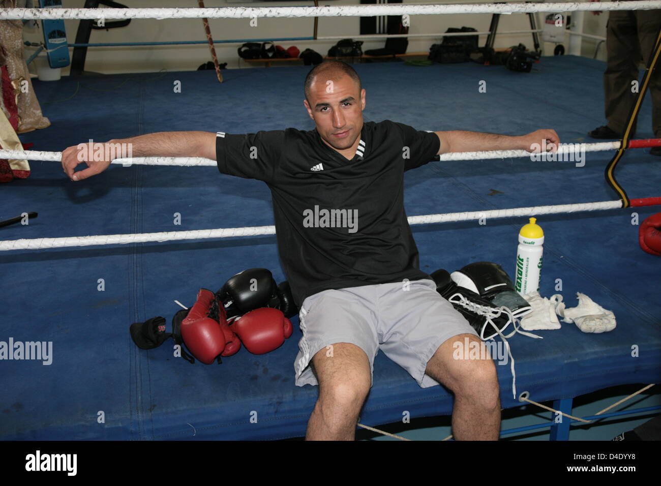 IBF Middle Weight Champion Arthur Abraham poses with his boxing gloves ...