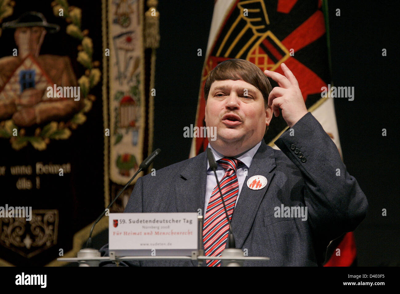 Bernd Posselt, chairman of the Sudeten Germans' federation, delivers a ...