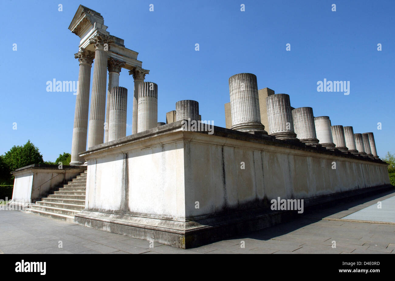 A view on a Roman temple captured at the Archaeologic Park (APX) of ...