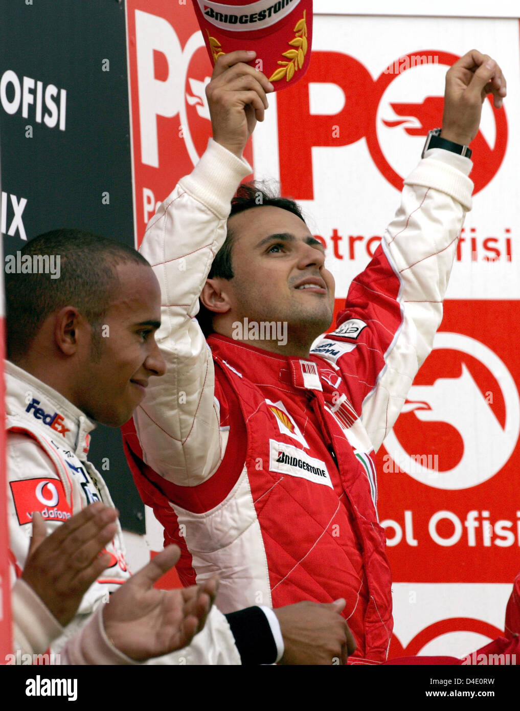 Brazilian Formula One driver Felipe Massa of Scuderia Ferrari (R ...