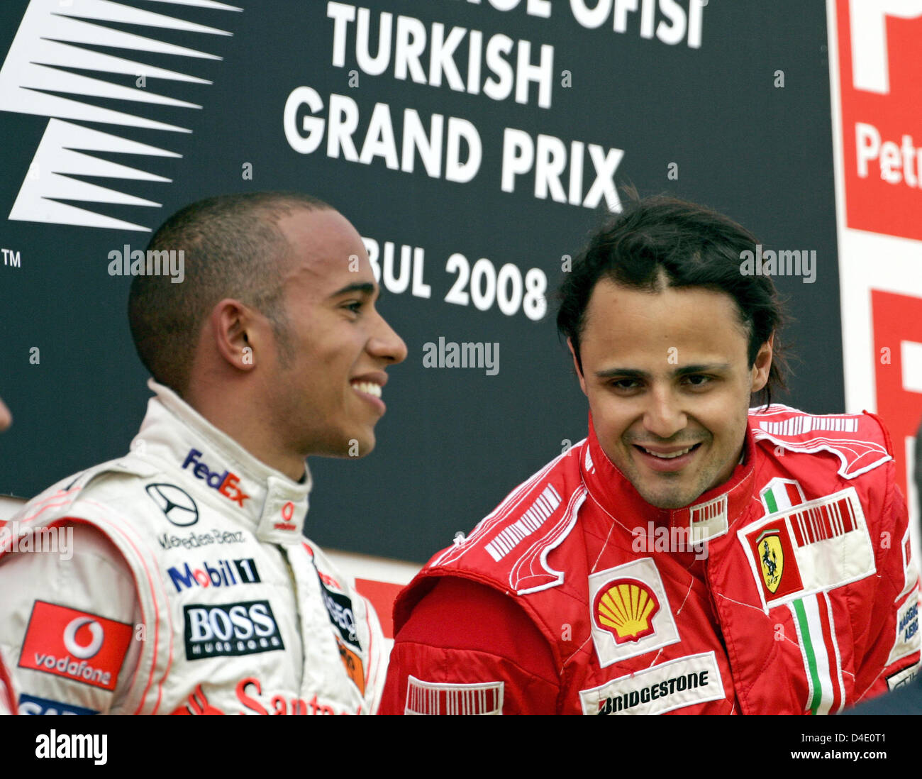 Brazilian Formula One driver Felipe Massa of Scuderia Ferrari (R ...