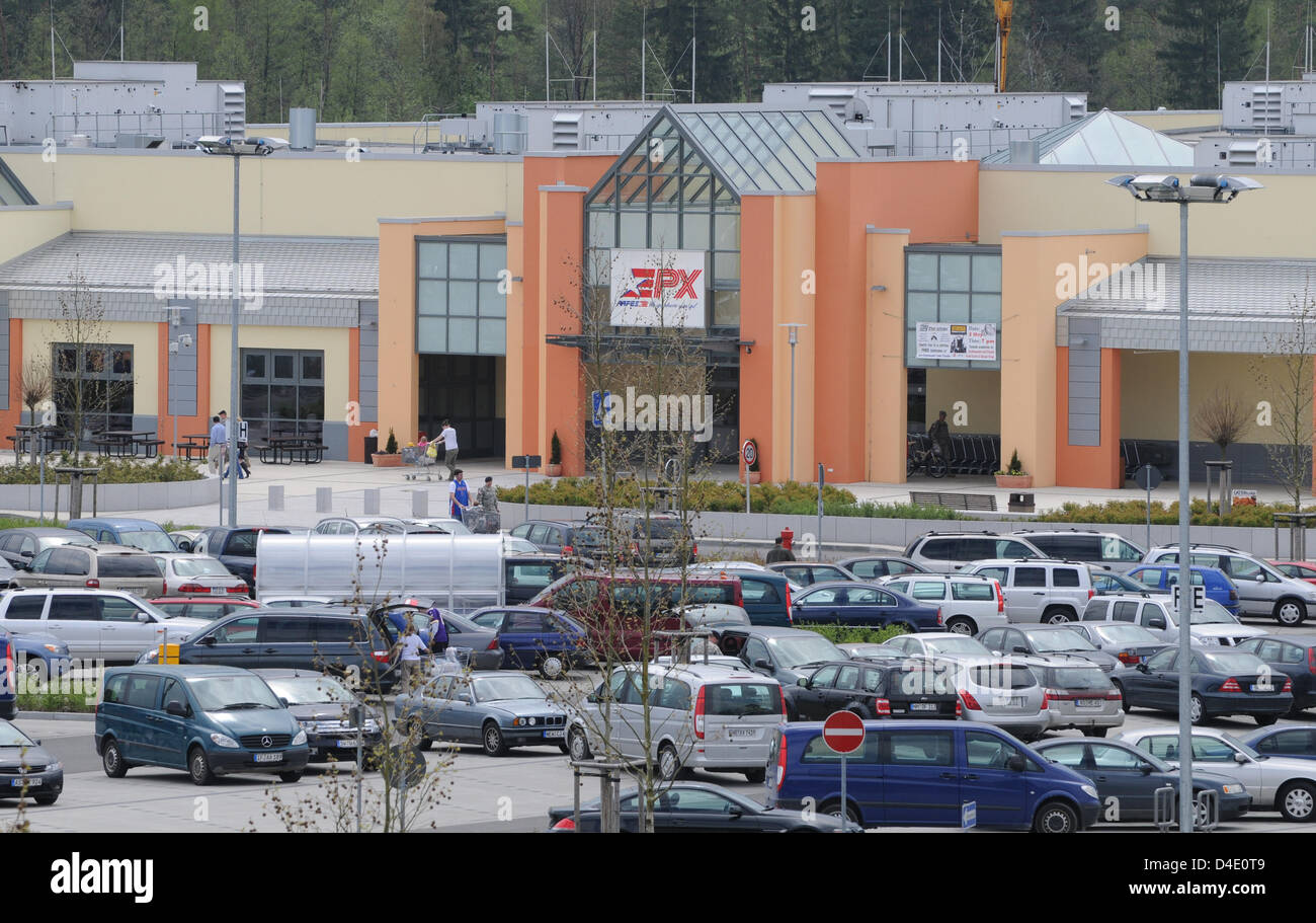 View over the parking lot on the PX of US Army training area ...