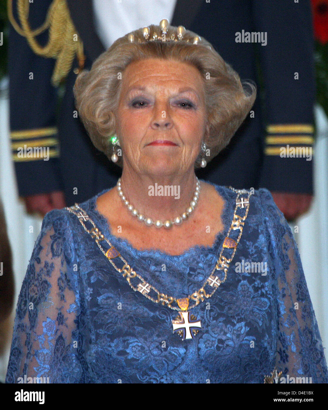 Queen Beatrix of the Netherlands seen at a gala dinner during her three ...