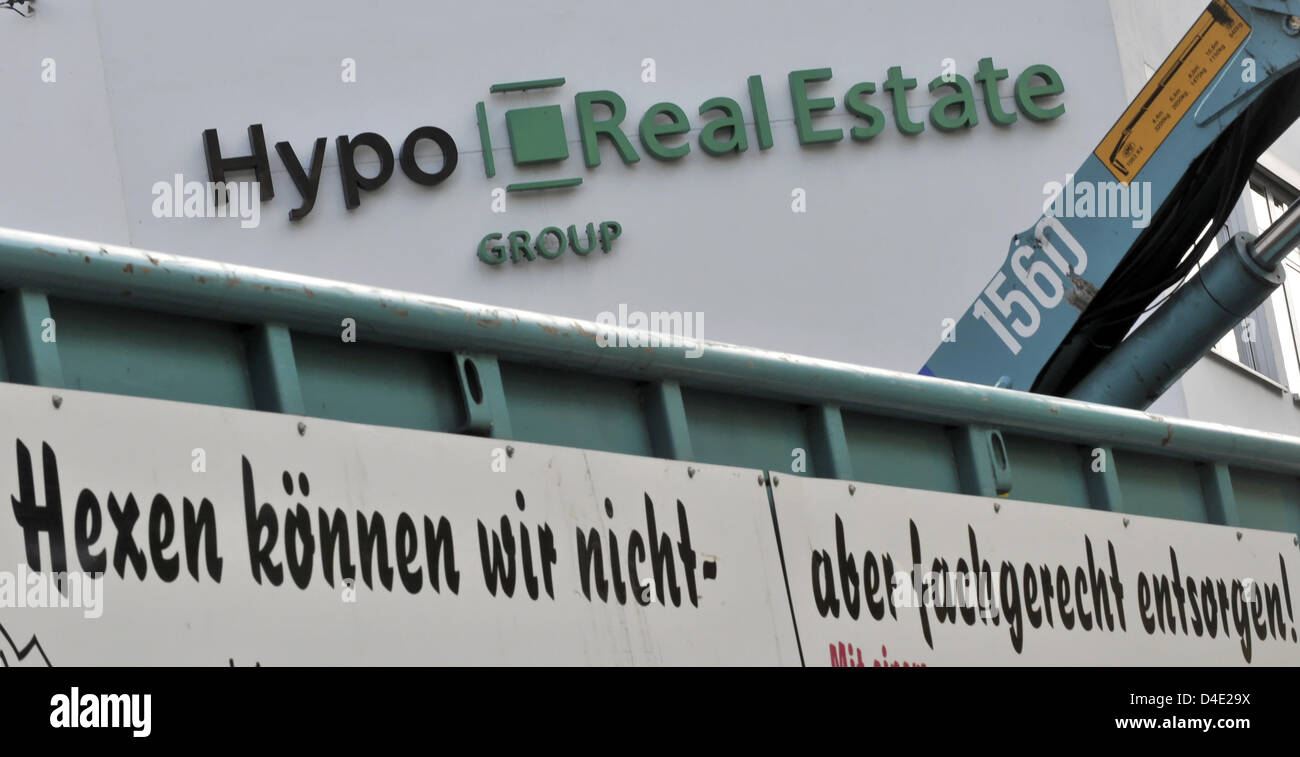 The logo of troubled mortgage lender Hypo Real Estate (HRE) is pictured ...