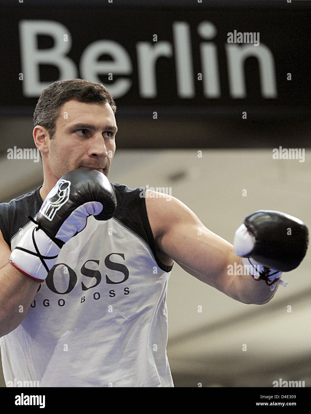 Heavy weight boxer Vitali Klitschko shows his skills during a press ...