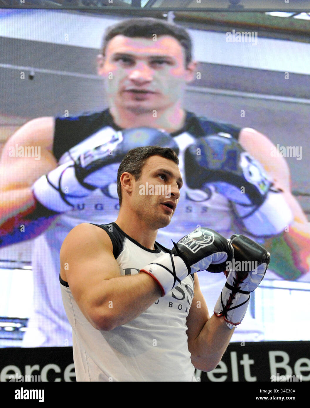 Heavy weight boxer Vitali Klitschko shows his skills during a press ...