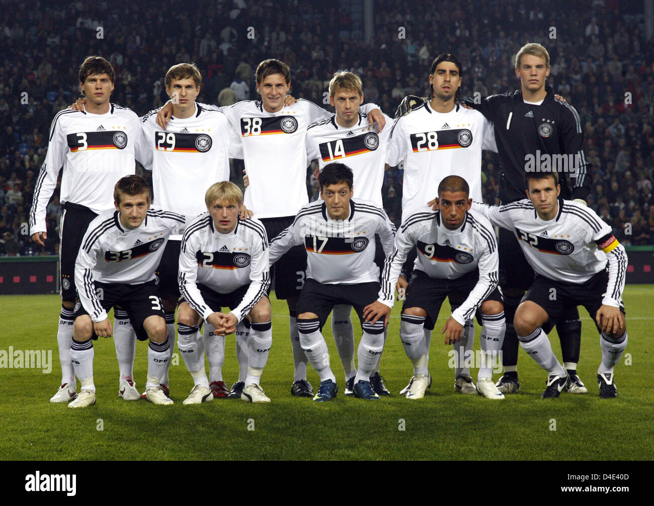 The German Under-21 squad (back row L-R) Sebastian Boenisch, Daniel ...