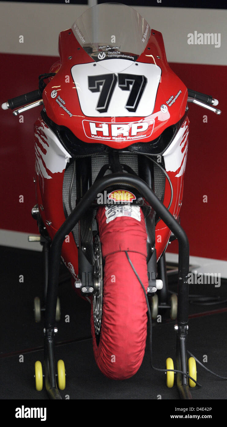 German race driver Michael Schumacher rides his Honda Team Holzhauer at ...