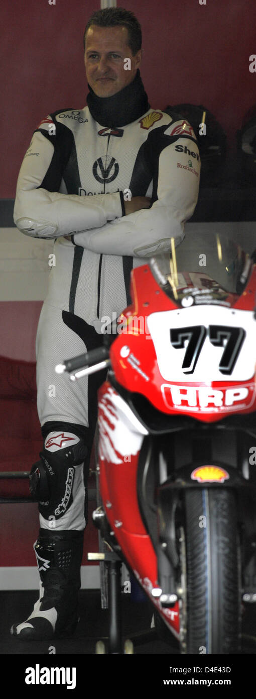 German race driver Michael Schumacher rides his Honda Team Holzhauer at ...