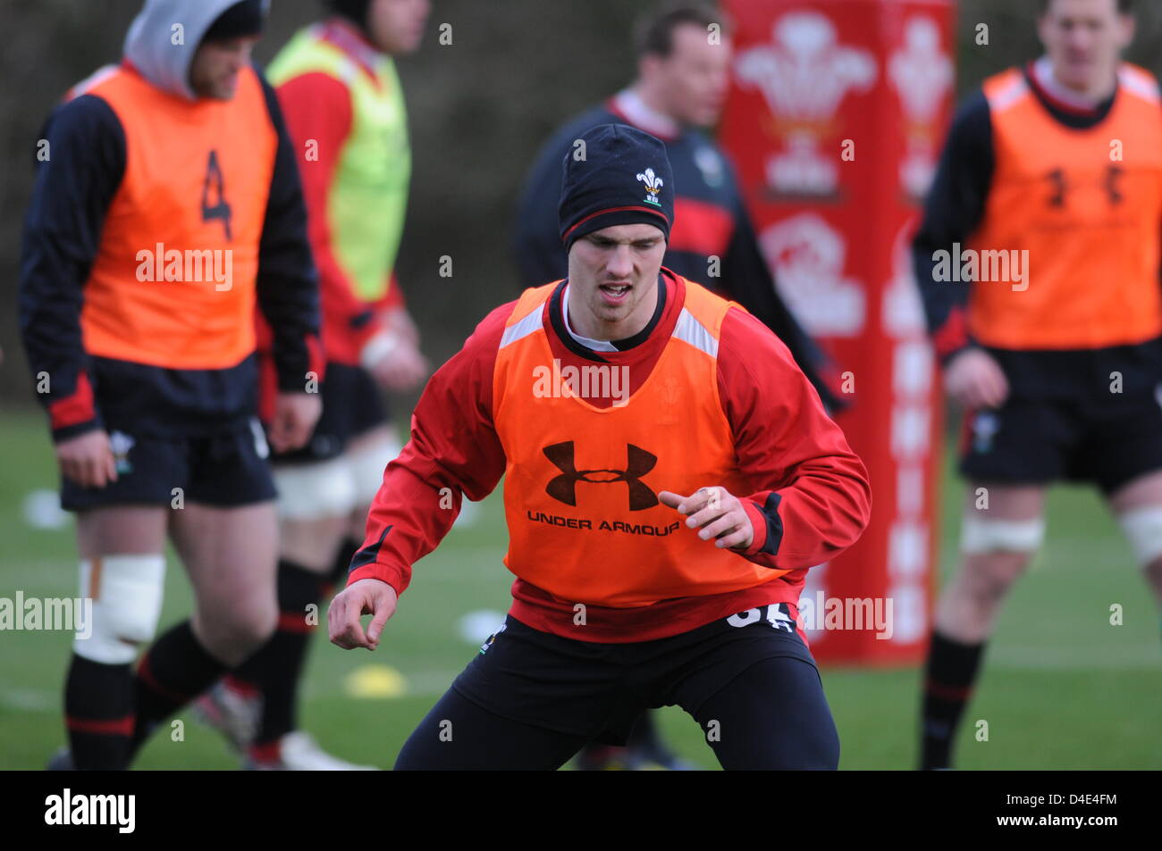 George North during Wales rugby team training session at the Vale Hotel ...
