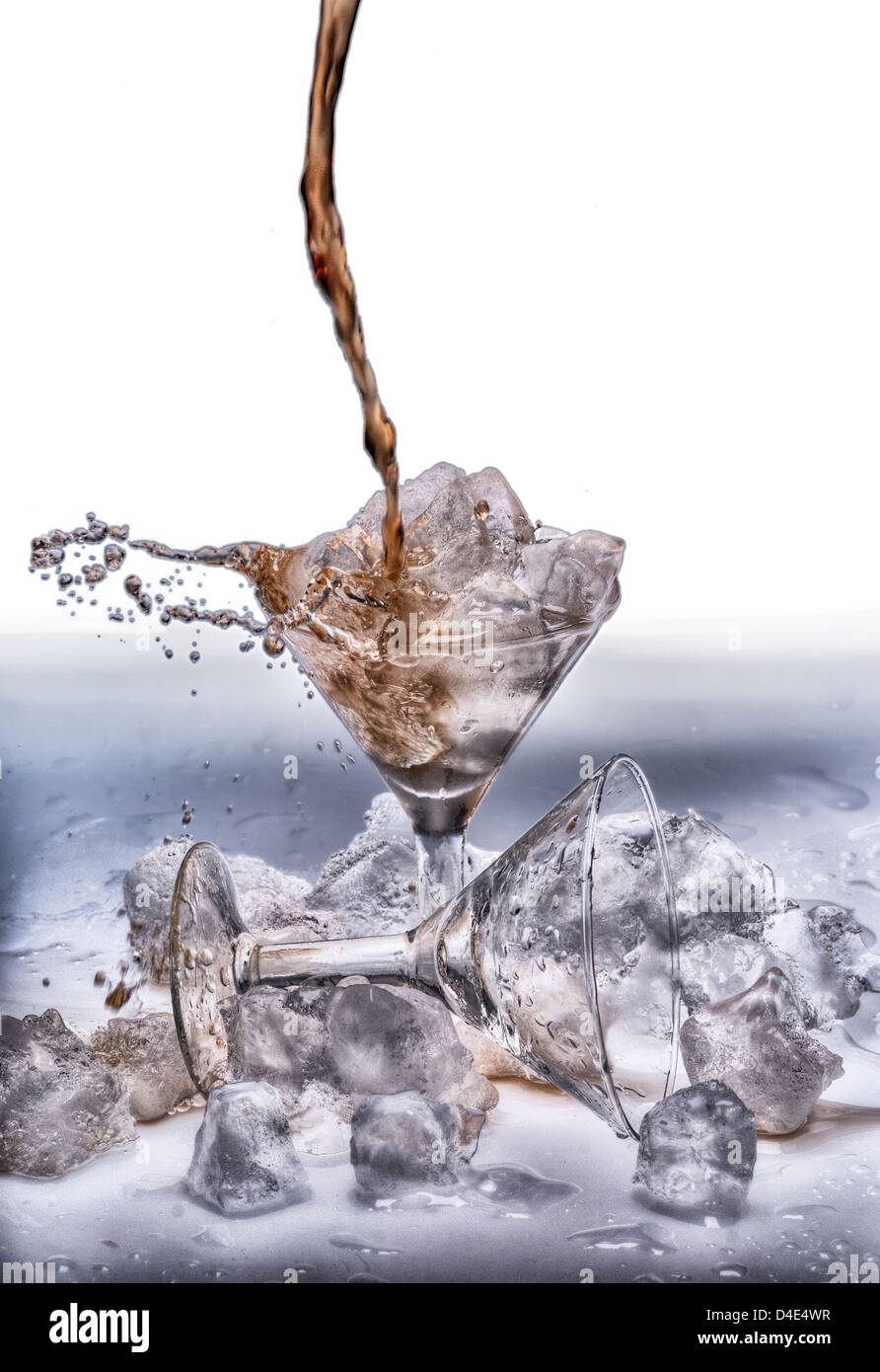 cold splashing water drink with ice cube Stock Photo - Alamy