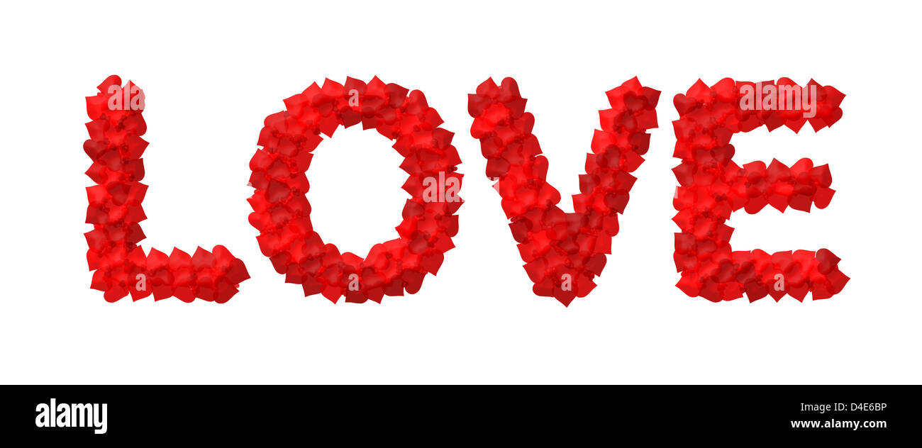 Love text made of heart shape on white background Stock Photo - Alamy