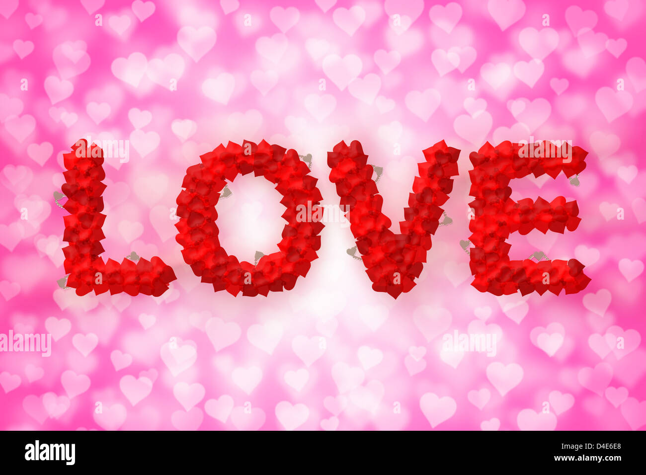 Love text made of heart shape with abstract background Stock Photo - Alamy