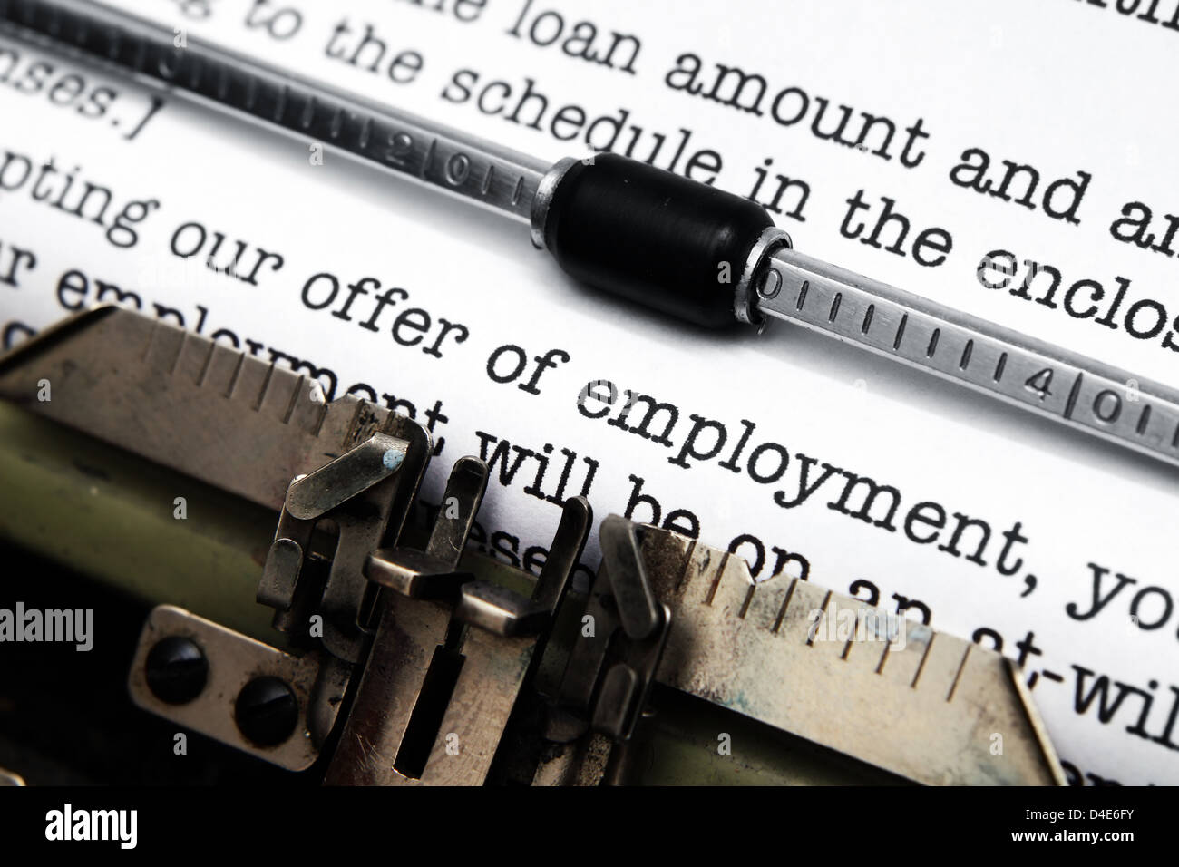 Typewriter and document Stock Photo - Alamy