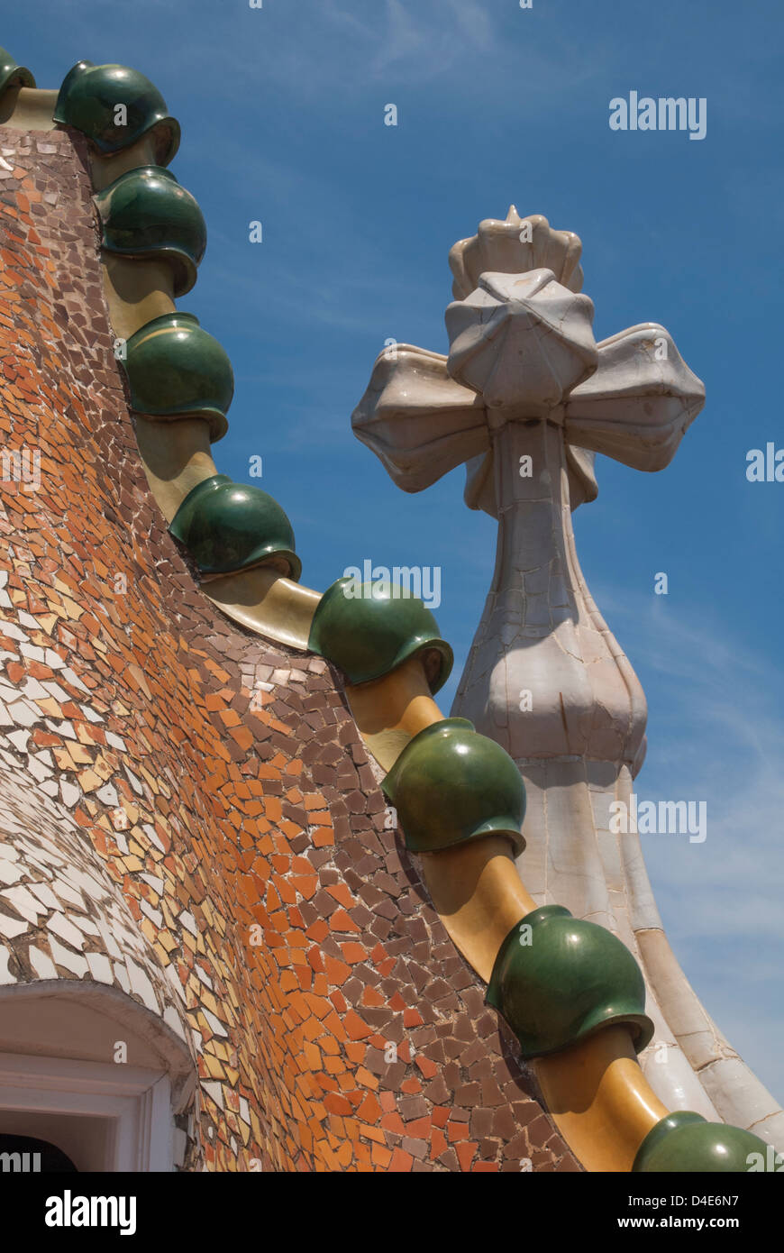 Roof of Gaudi's Casa Batllo, Barcelona, Catalunya, Spain, Europe Stock ...