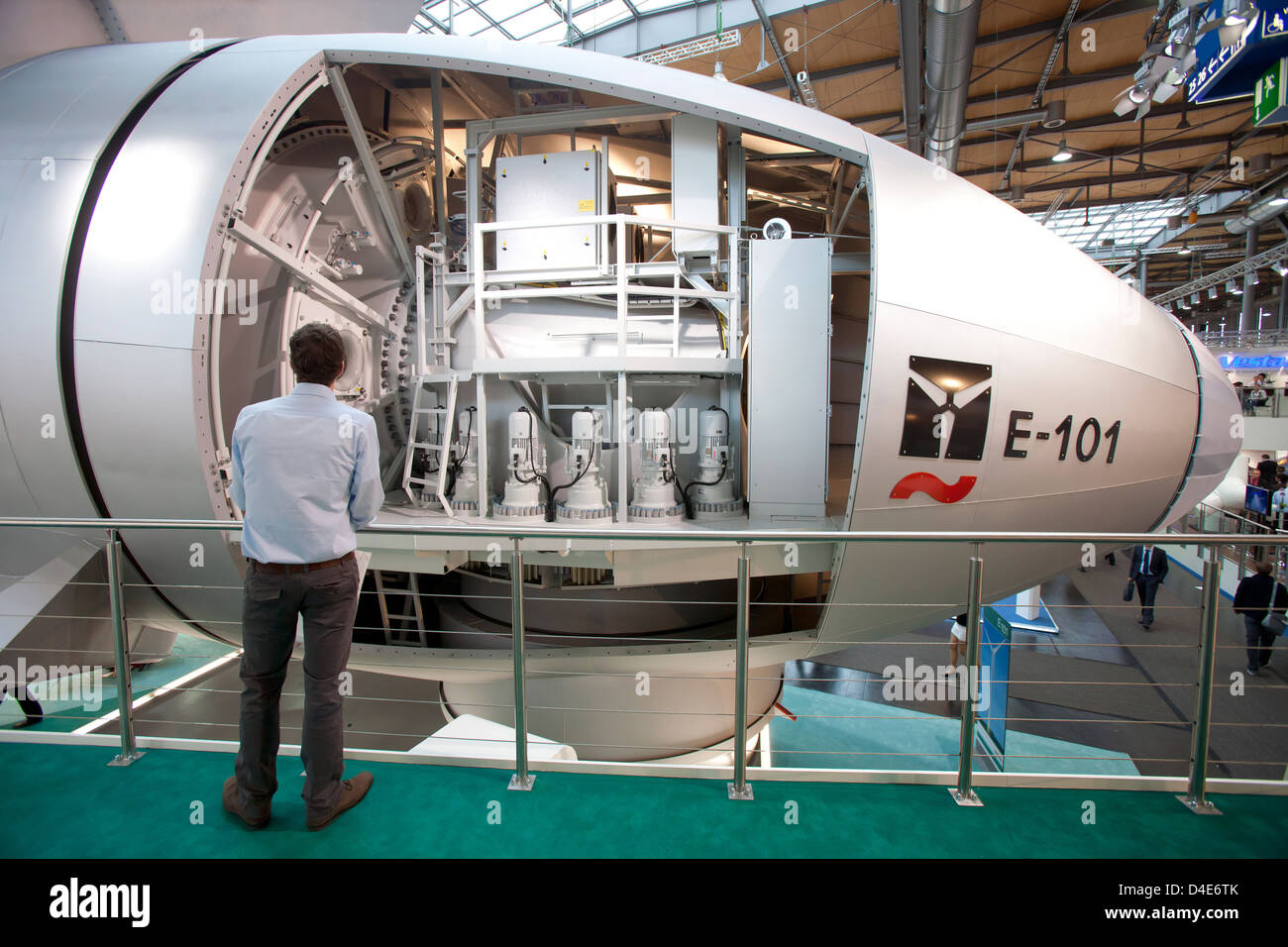 Hannover, Germany, Enercon wind turbine at the industrial fair Hannover ...