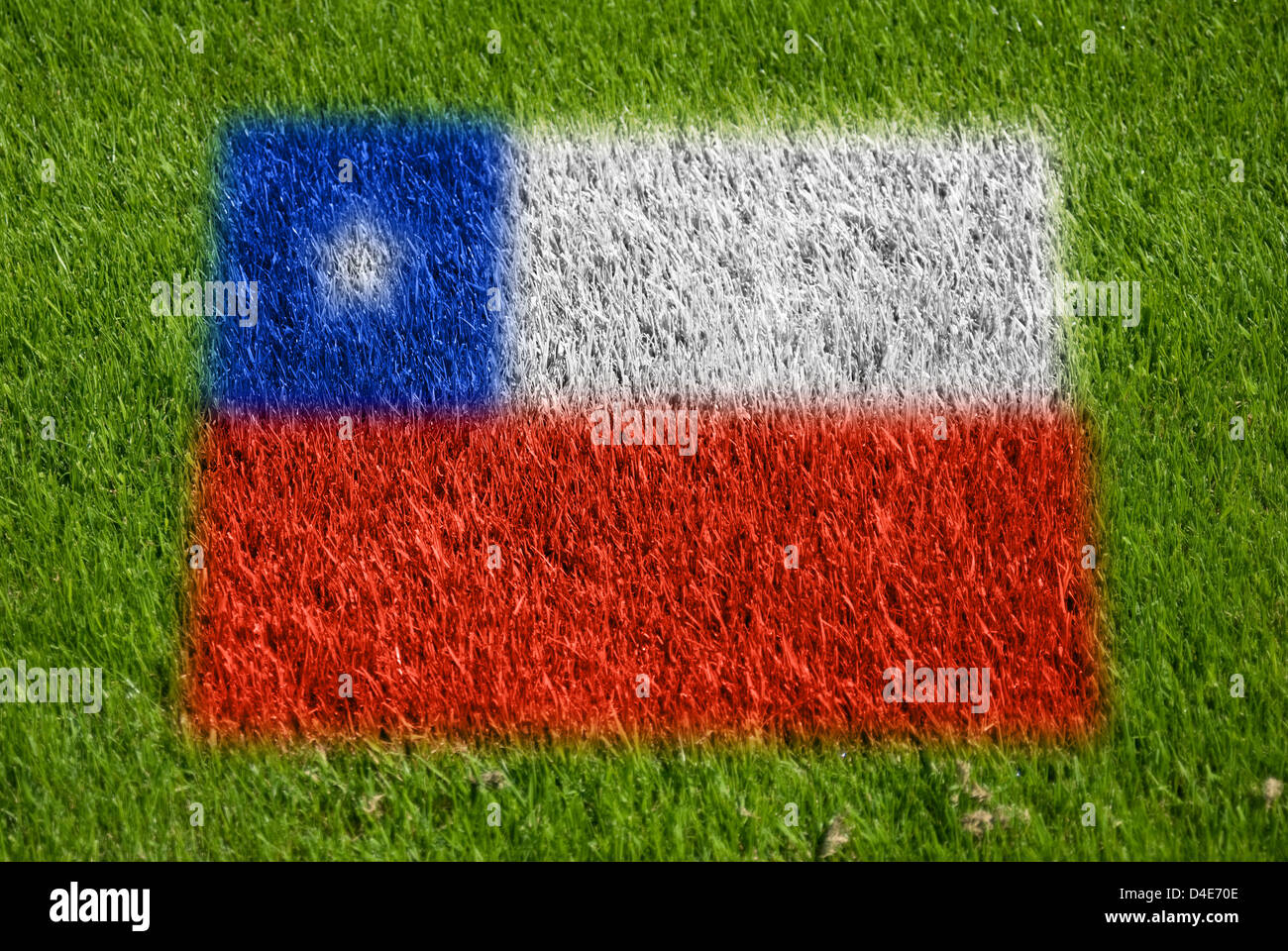flag of Chile on grass with spray Stock Photo - Alamy