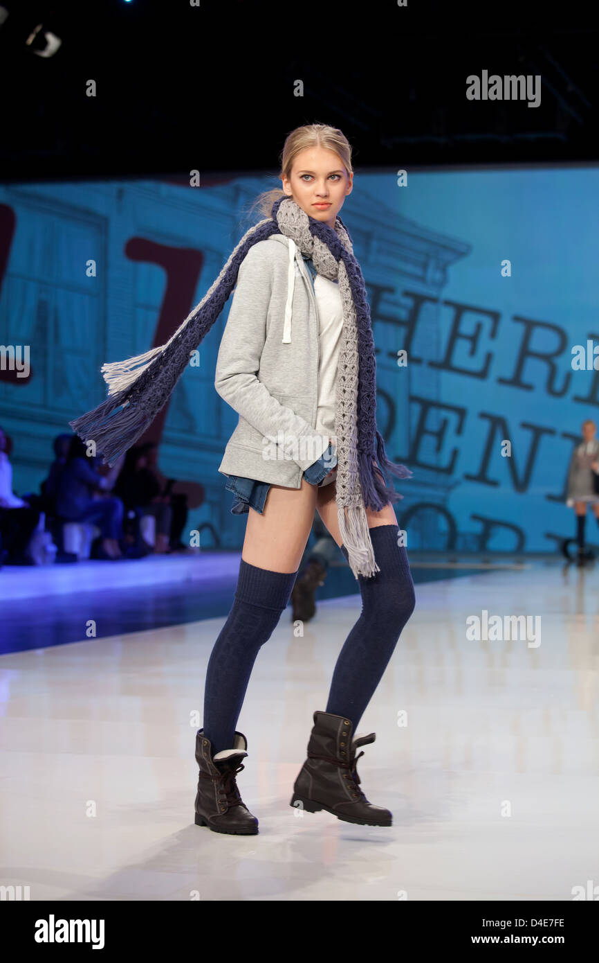 Duesseldorf, Germany, Models present on the C & A fashion show, the ...