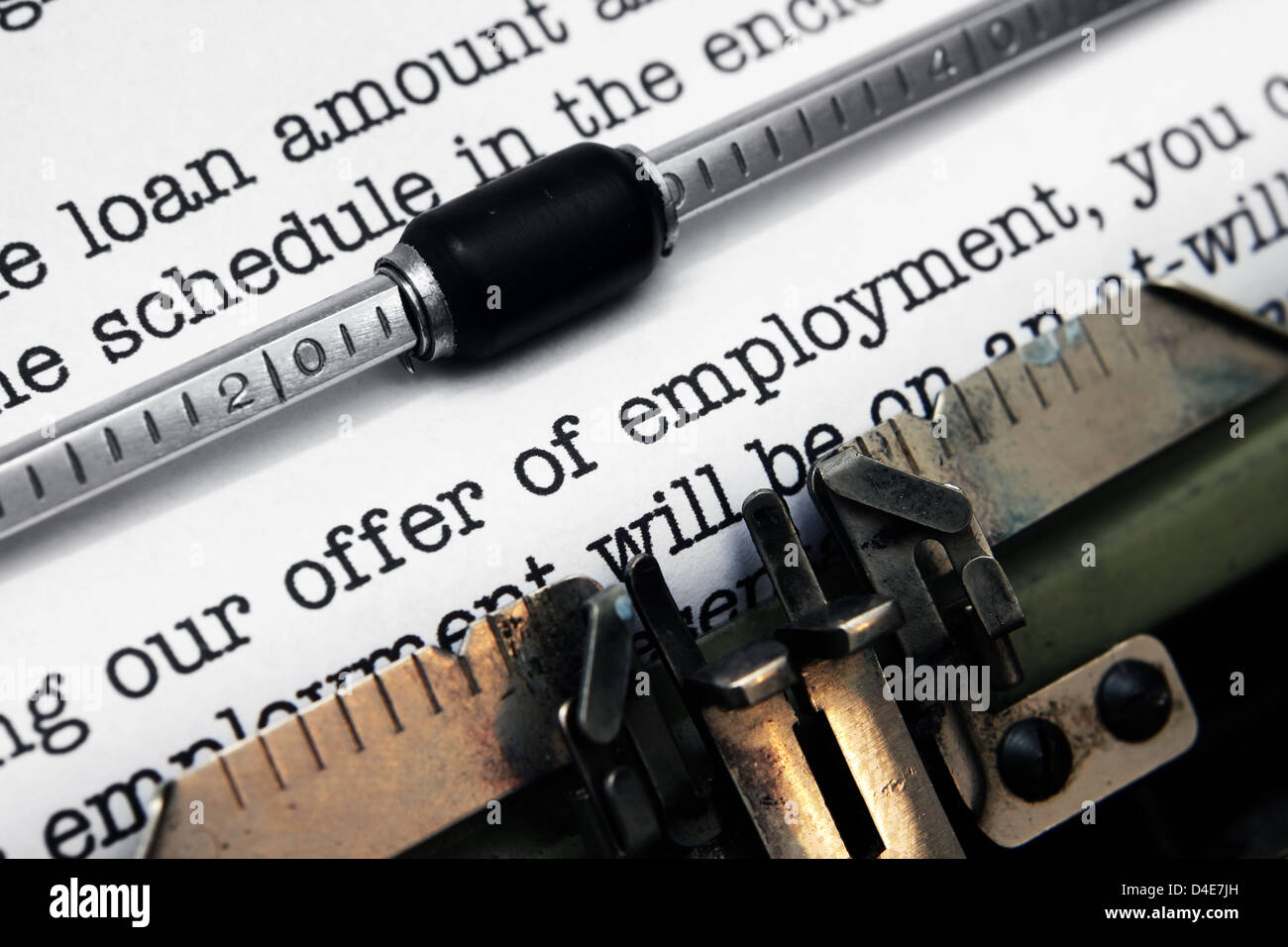 Typewriter and document Stock Photo - Alamy