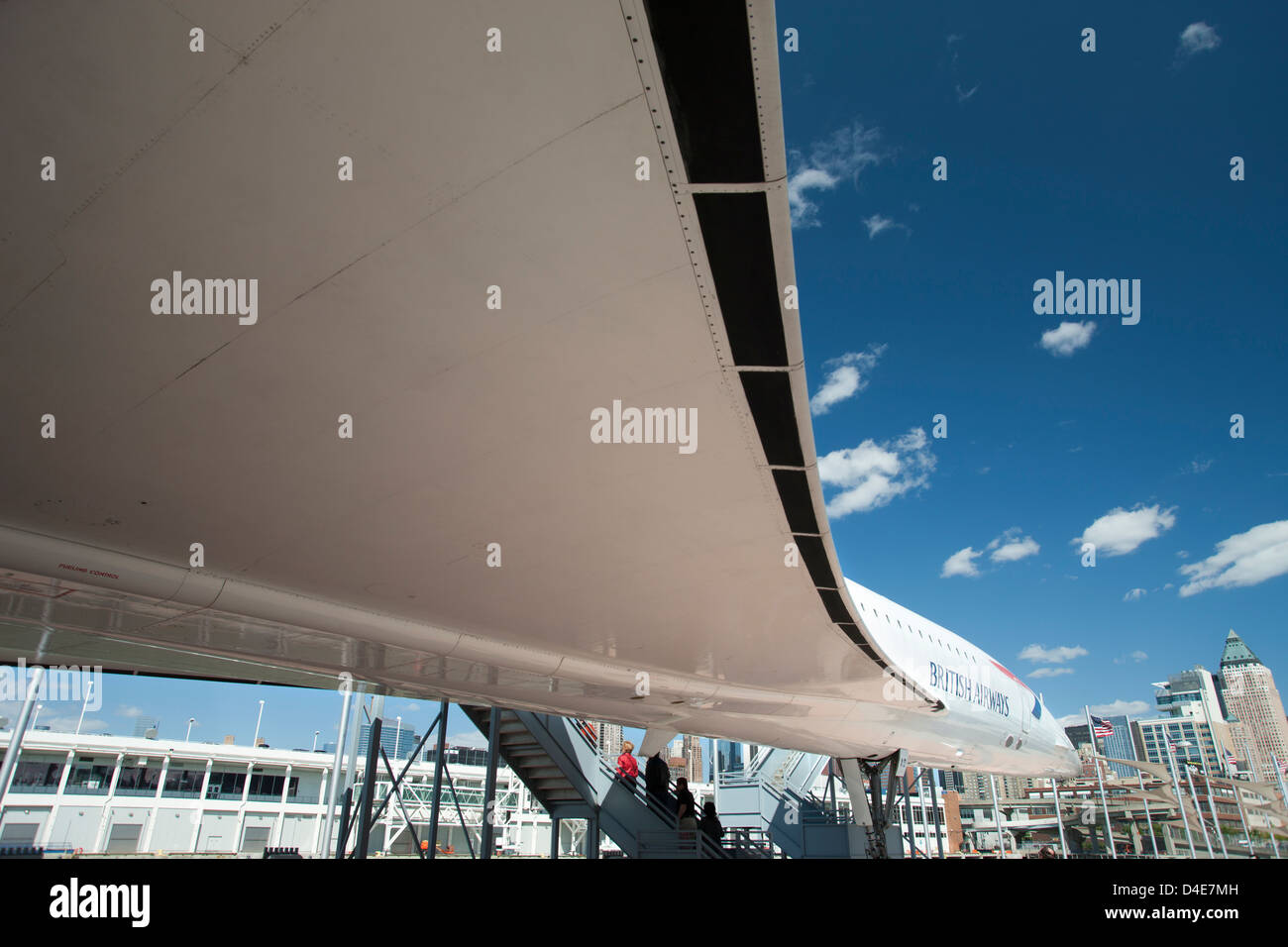 WING OF CONCORDE AIRLINER ON FLIGHT DECK OF INTREPID SEA AIR AND SPACE ...