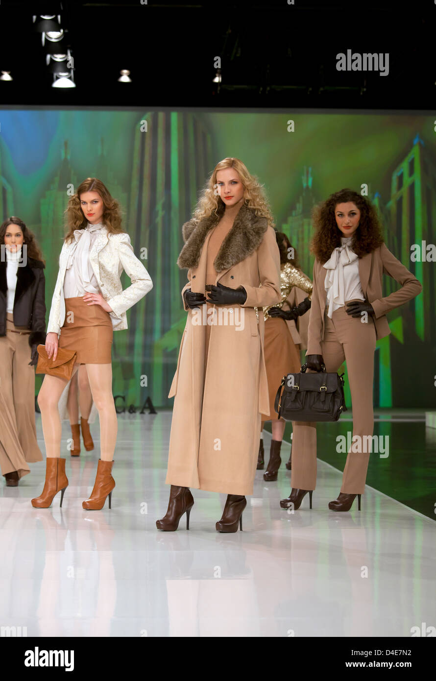 Duesseldorf, Germany, Models present on the C & A fashion show, the ...