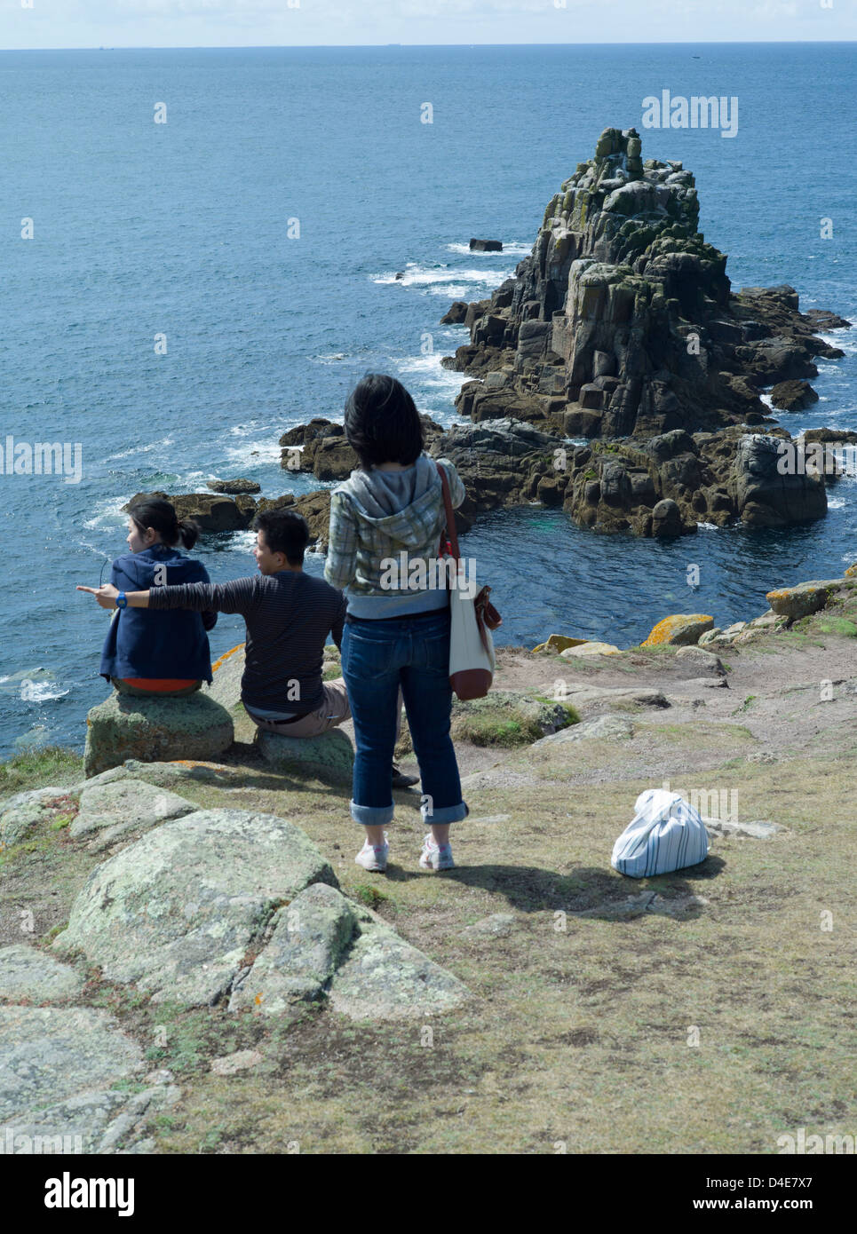 Lands End Cornish Seascape,Cornwall,England,August 2011. Visitors enjoy ...