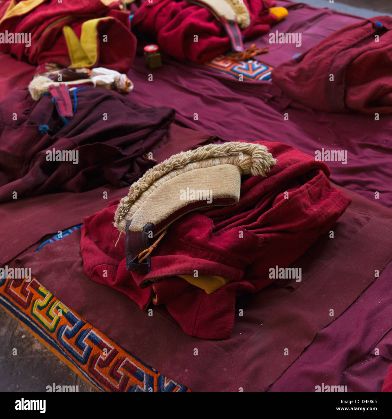 China, Xizang, Lhasa, Drepung Monastery, Monk's clothing Stock Photo ...