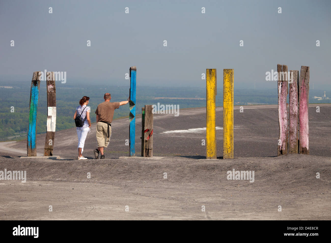 Bottrop, Germany, installation Totems in the heap Haniel Stock Photo ...