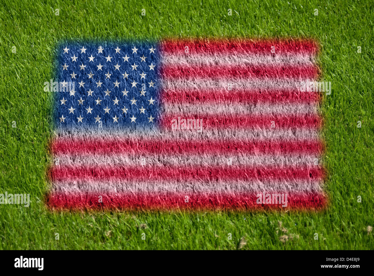 flag of Usa on grass with spray Stock Photo - Alamy