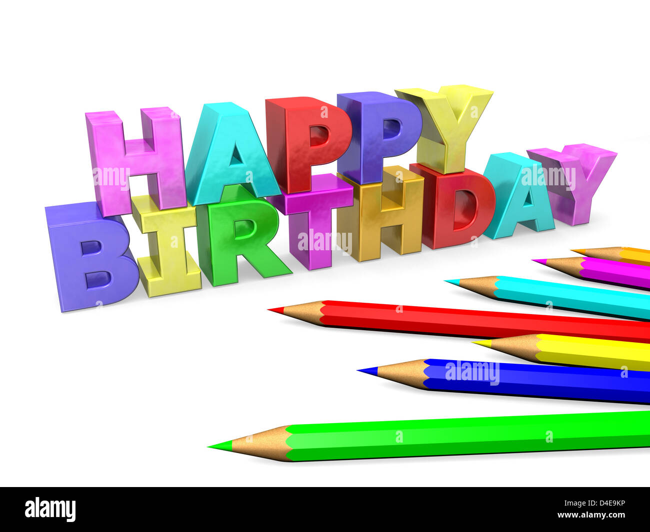 happy birthday with colored letters and pencils Stock Photo - Alamy