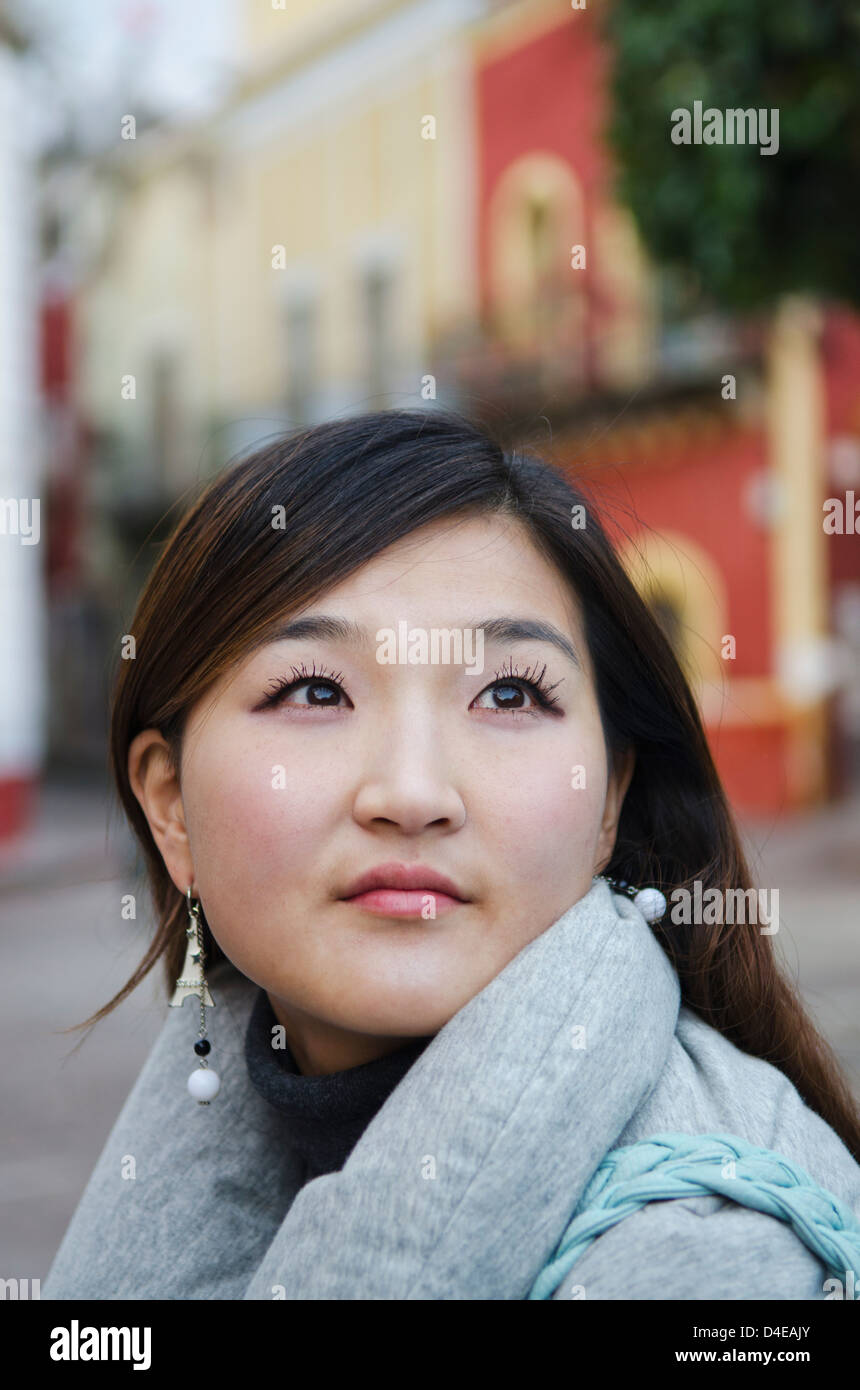 Mexico, Guanajuato State, Guanajuato, Young Korean woman with old ...