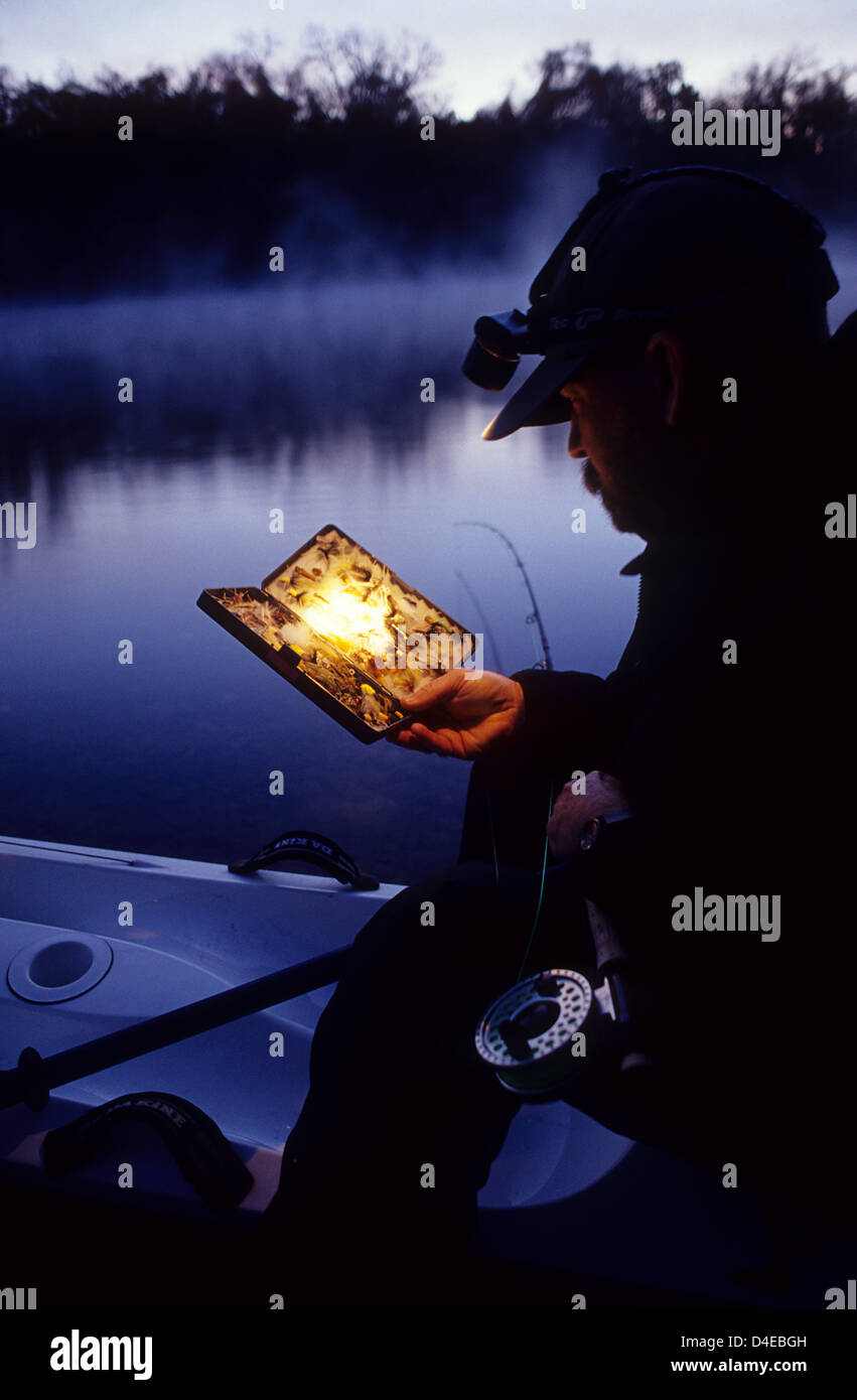 Fly fishing at dawn on Lady Bird Lake Austin Texas Stock Photo - Alamy