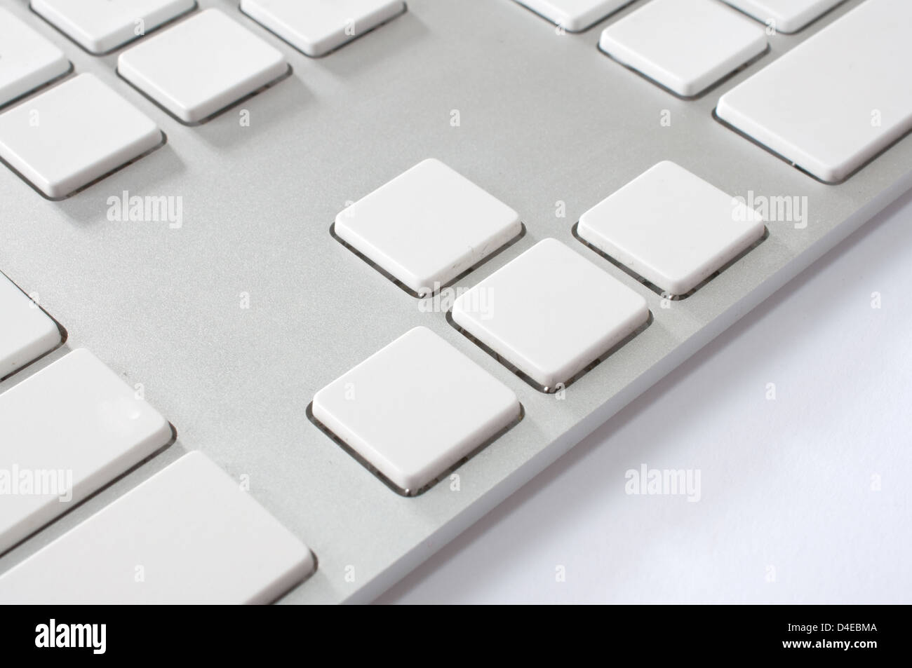 Close up image of a modern stylish aluminum white computer keyboard ...