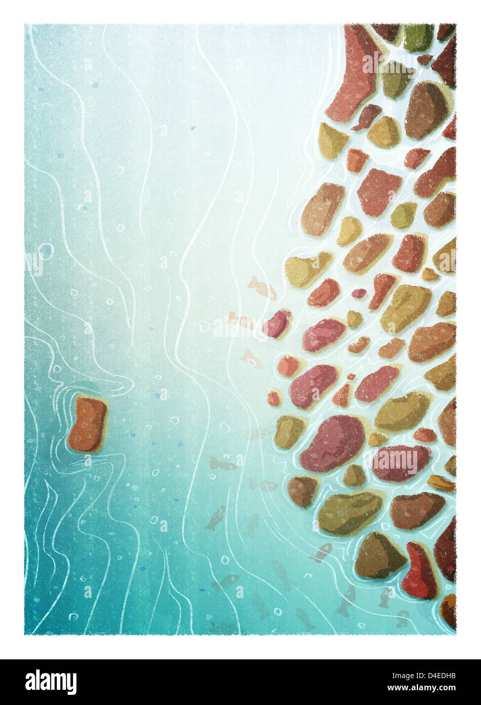 Rocks and sea and illustration Cut Out Stock Images & Pictures - Alamy