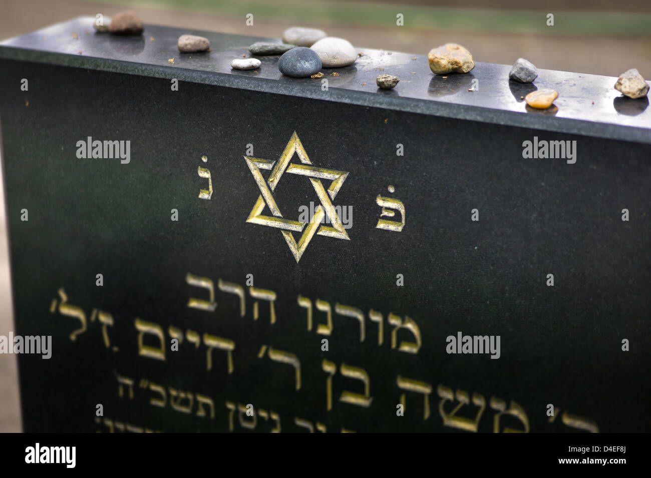Berlin, Germany, stones on a grave of the Jewish Cemetery in Berlin ...