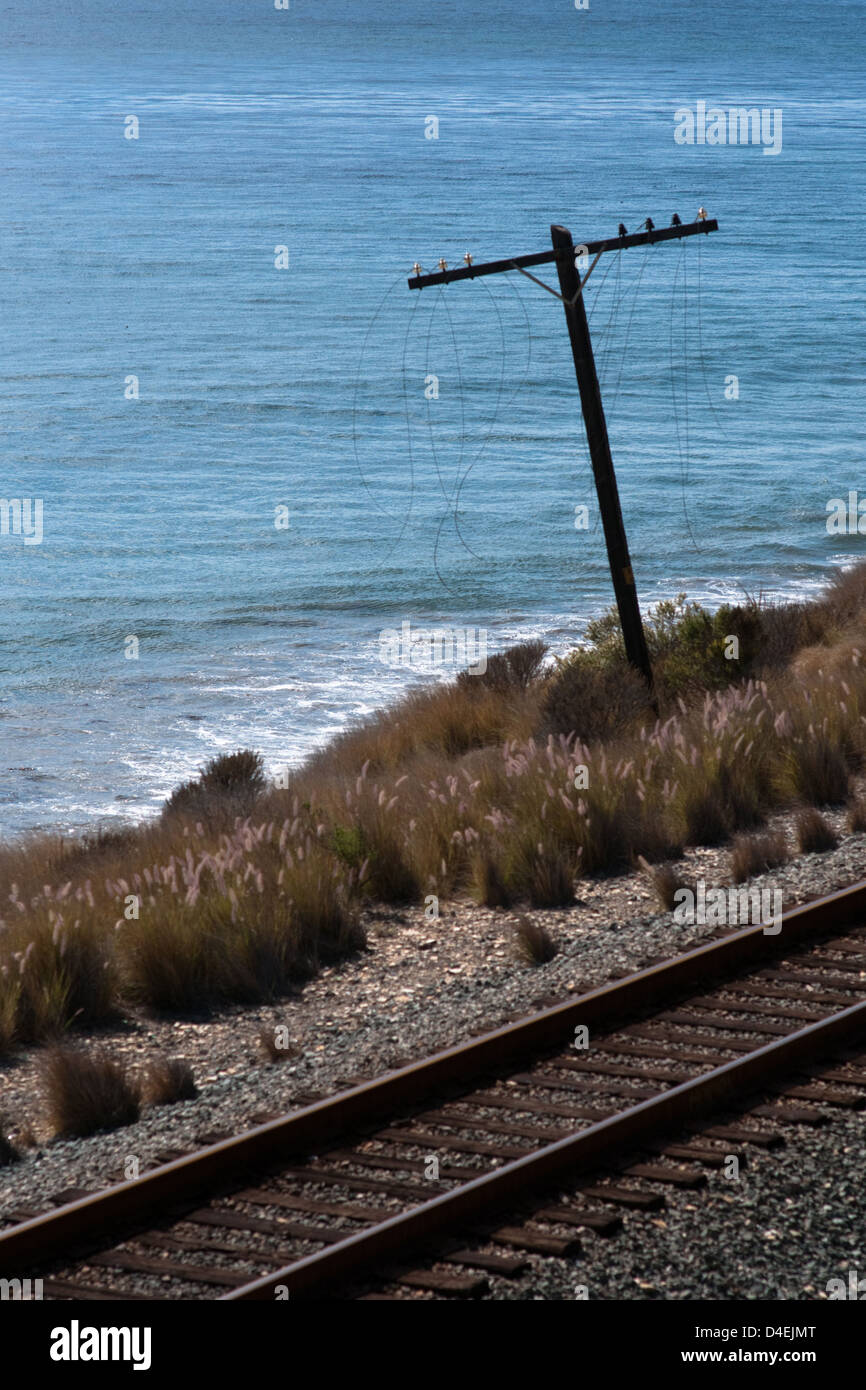 California, a railroad line along the Pacific Ocean Stock Photo - Alamy