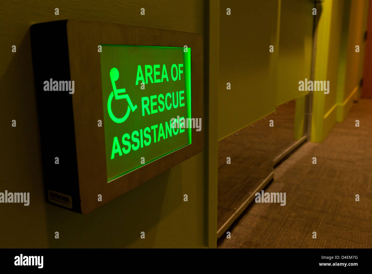 Disabled Rescue Assistance area sign Stock Photo - Alamy
